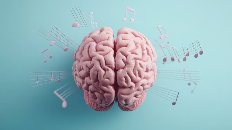 The Brain is Depicted with Musical Notes and Melodies, Illustrating the ...