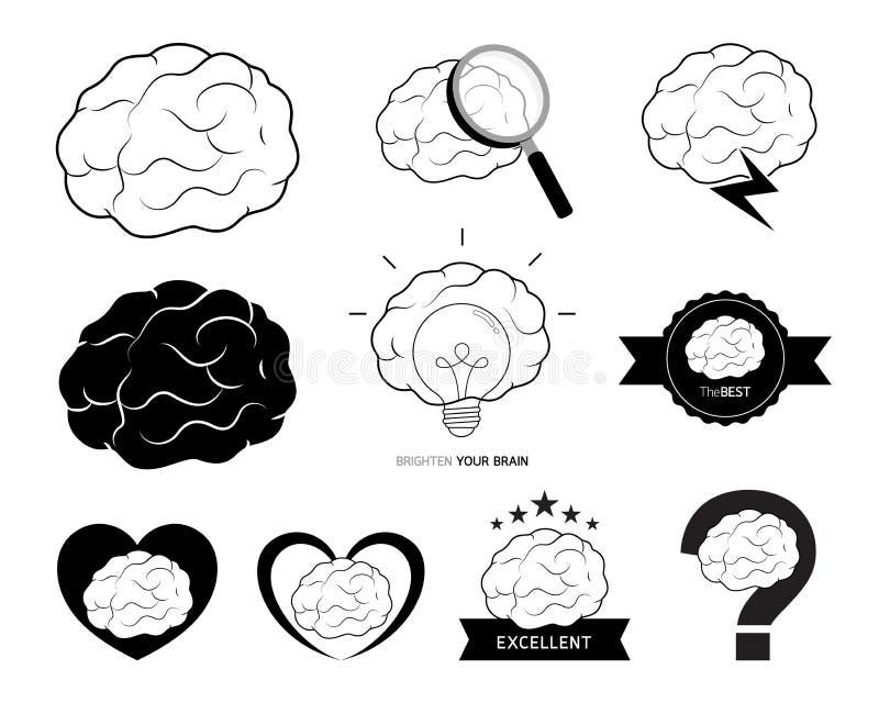Brain Design Set. Creative Idea Concept. Stock Vector - Illustration of ...
