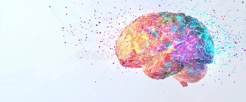 A Brain Diagram, Highlighted and Colored, Illustrated in a Style of ...