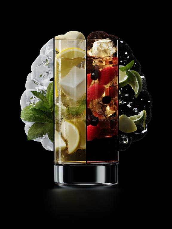 Brain with Different Drink Types, Empty Space Stock Illustration ...