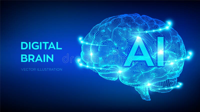 Brain. Digital Brain. 3D Science and Technology Concept. Neural Network ...