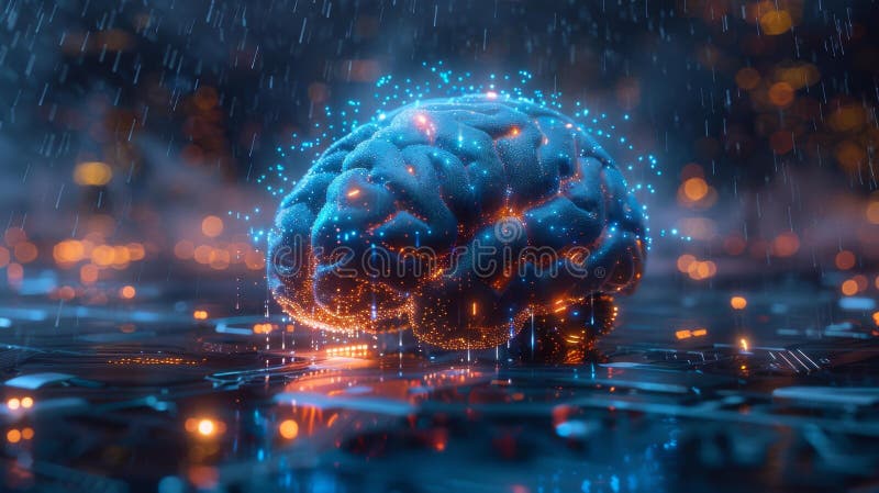 Brain With Digital Neural Network Generative Ai Stock Illustration Illustration Of