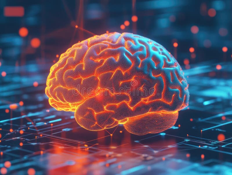 Brain and Digital Neurons stock image. Image of neurons - 363115627
