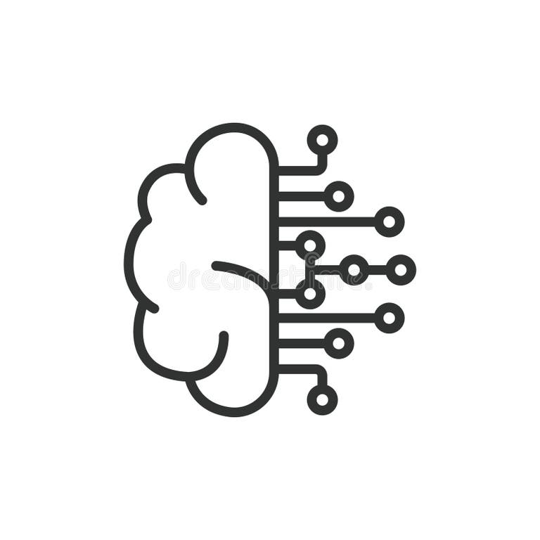 Brain Digitalization, Icon in Line Design. Brain, Digitalization ...