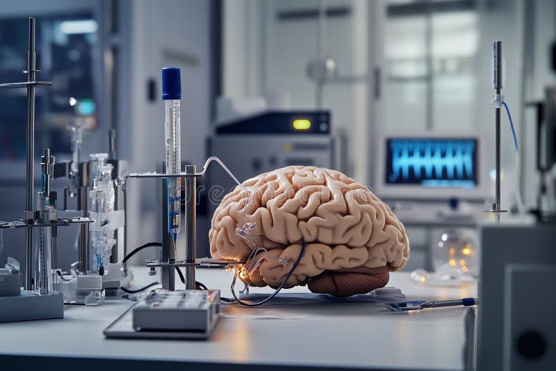 Brain Displayed on Medical Apparatus in a Laboratory Setting during an ...
