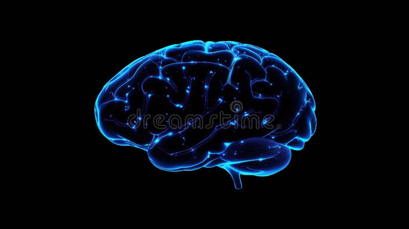 A Brain Displays Vibrant Blue Neural Pathways, Highlighting Active ...