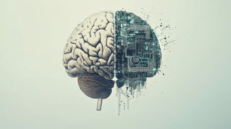 Brain Divided with Circuits and Neural Paths, Abstract Technology ...