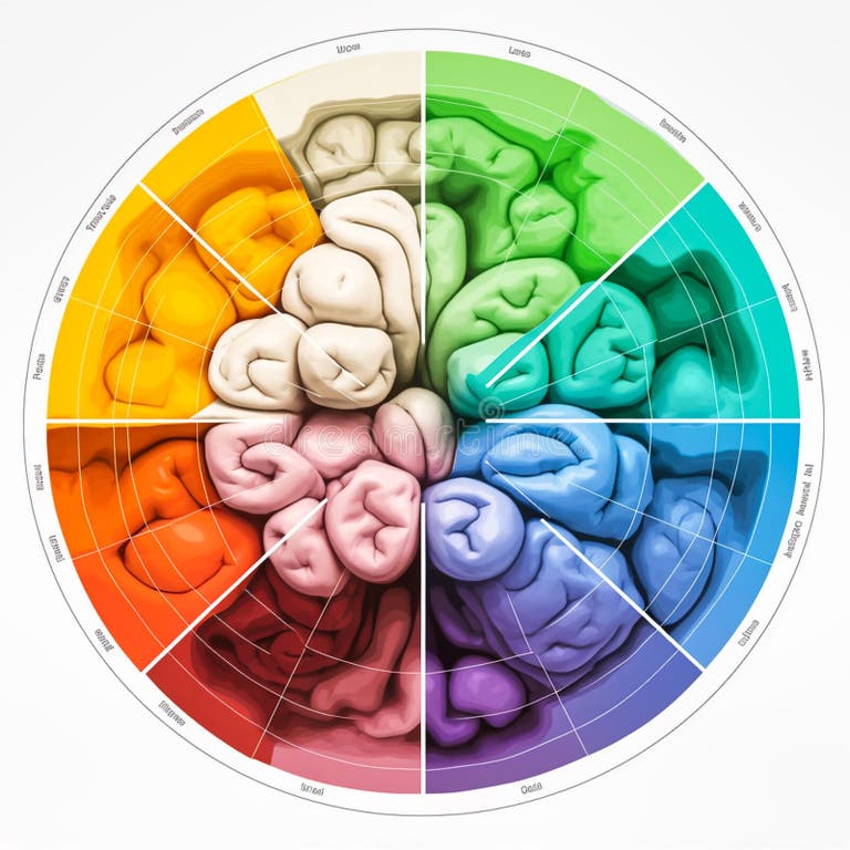 The Brain is Divided into Colored Segments Respons. Generative AI Stock ...