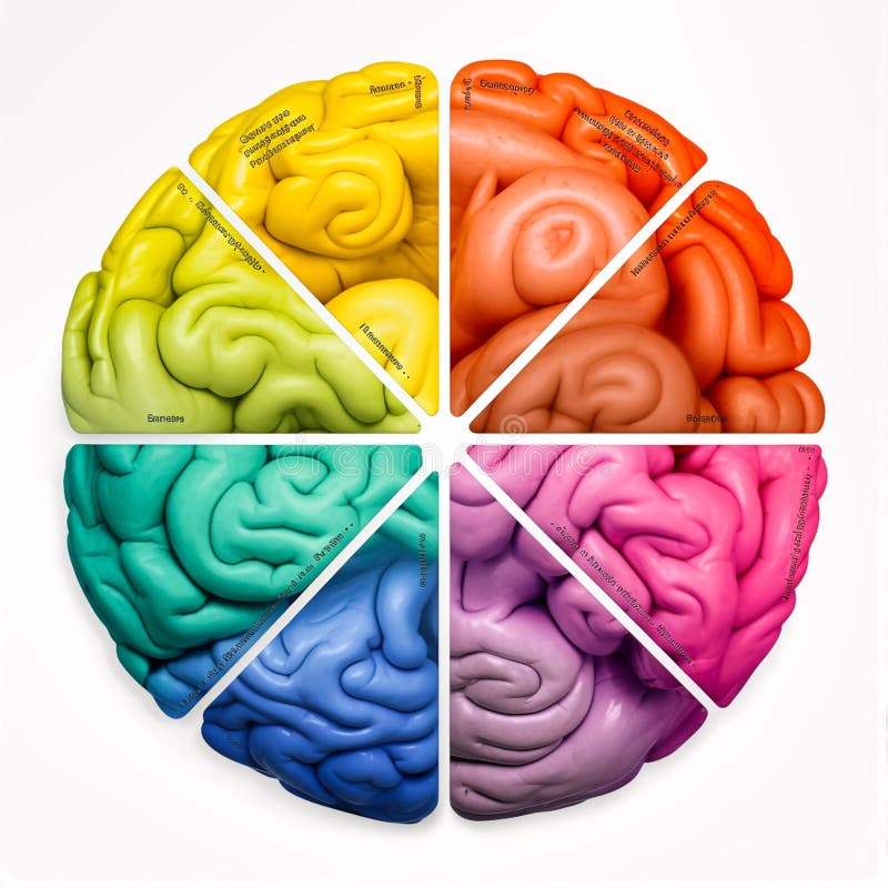 The Brain is Divided into Colored Segments Respons. Generative AI Stock ...