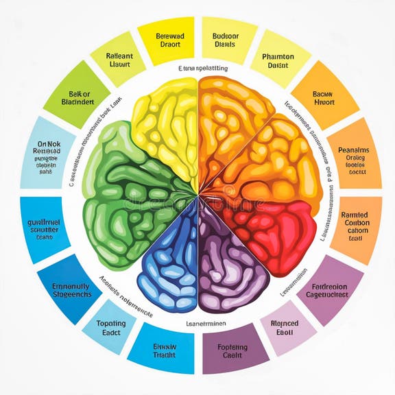 The Brain is Divided into Colored Segments Respons. Generative AI Stock ...