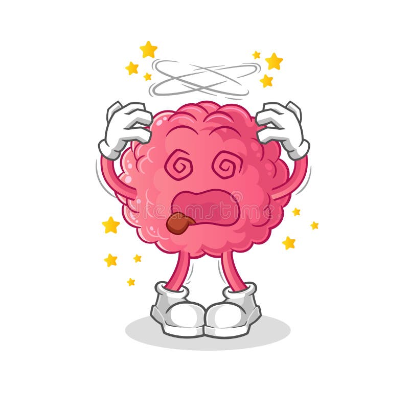 Brain Dizzy Head Mascot. Cartoon Vector Stock Vector - Illustration of ...