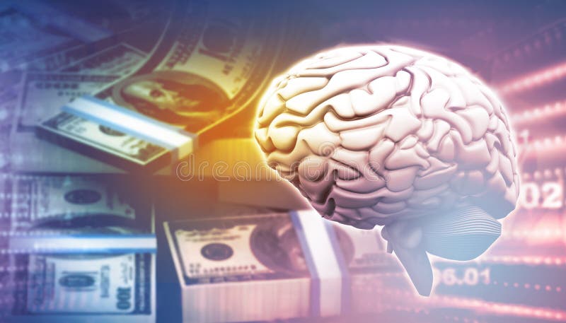 Human Brain And Dollar Banknote Stock Illustration - Illustration of ...