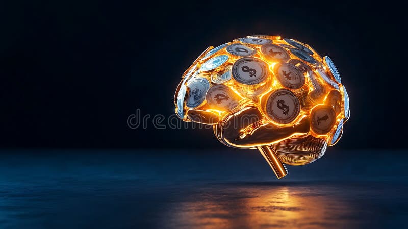 Brain with Dollar Symbols for Financial Concept Visualization Stock ...