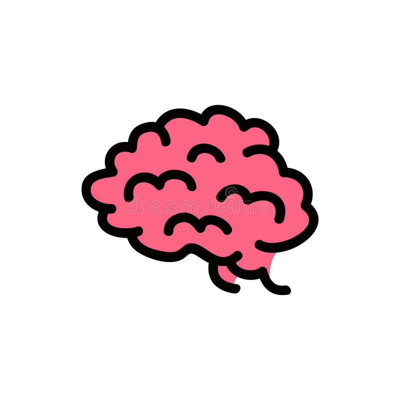 Brain Doodle Icon, Vector Color Line Illustration Stock Vector ...