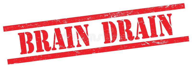 BRAIN DRAIN Text on Red Grungy Rectangle Stamp Stock Illustration ...