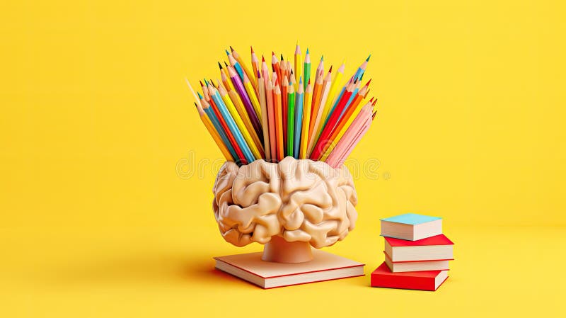 Brain with Education Ideas on Yellow Background, New Discoveries, AI ...