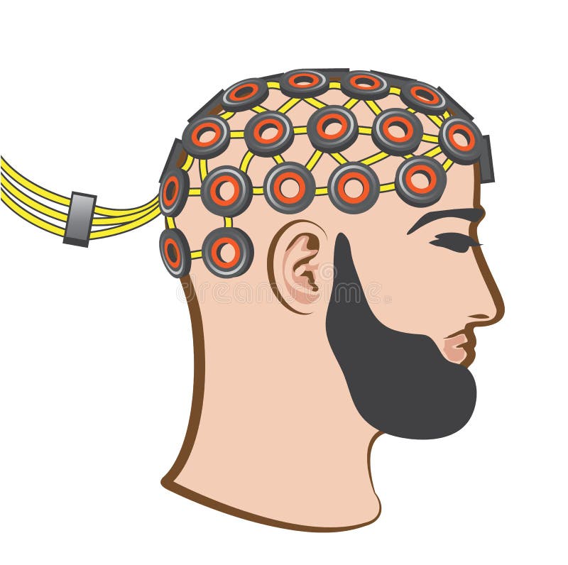 Brain EEG Electrodes Bearded Man Vector Illustration Stock Vector ...