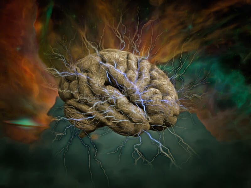 Brain with Electric Charges Stock Illustration - Illustration of ...