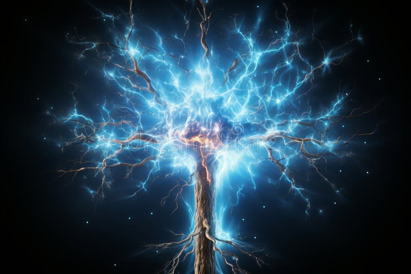 Brain Electricity Concept. Flashes and Lightning on Dark Background ...