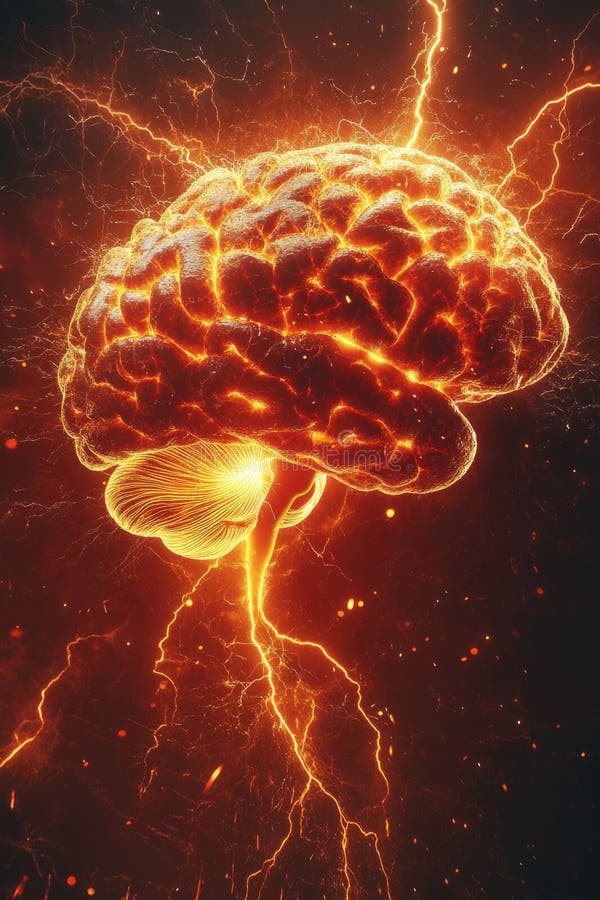 Lightning brain stock photo. Image of brain, intelligence - 382057650