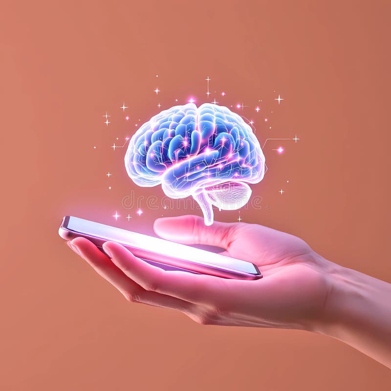Brain Emerging from Smartphone Stock Illustration - Illustration of ...