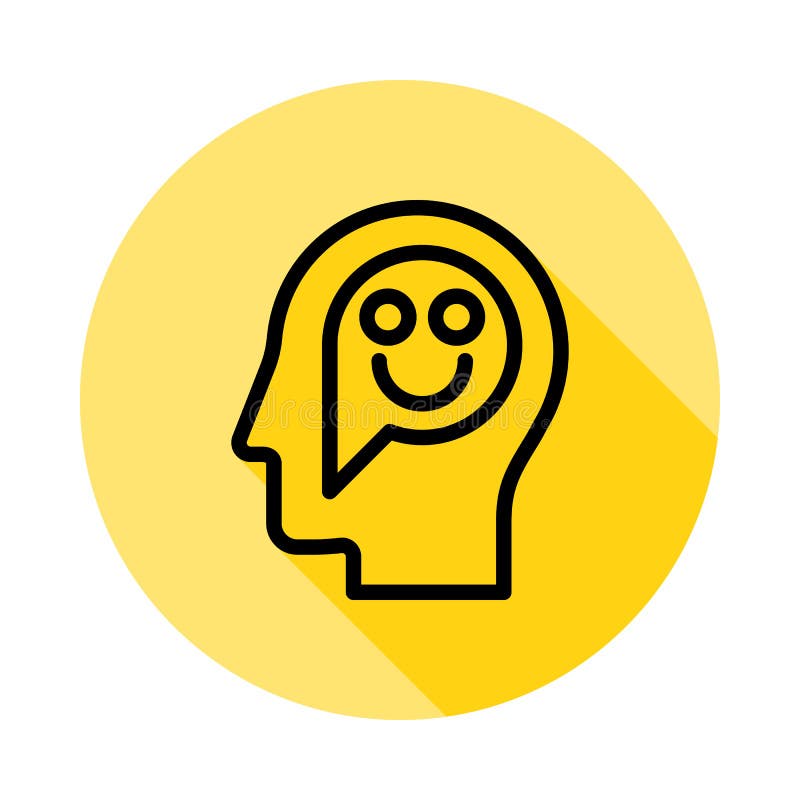 Brain, Emotion, Happy Icon Long Shadow Stock Illustration ...