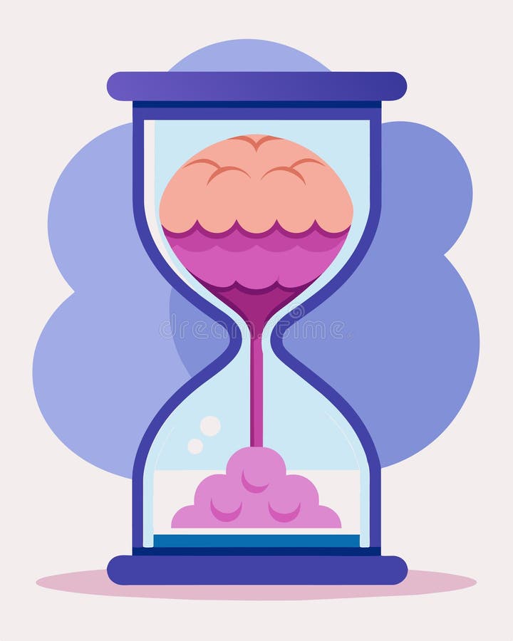 A Brain Encased in an Hourglass Symbolizing the Fleeting Time and Limited Capacity of Mental ...