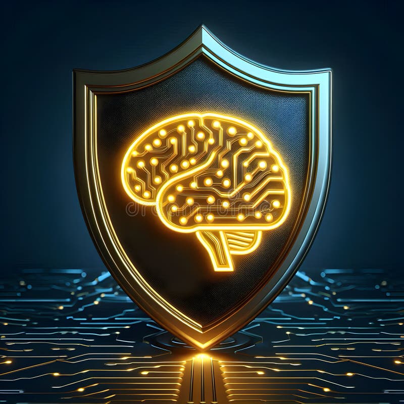 A Brain Encased within a Shield, Symbolizing the Concept of AI Safety ...