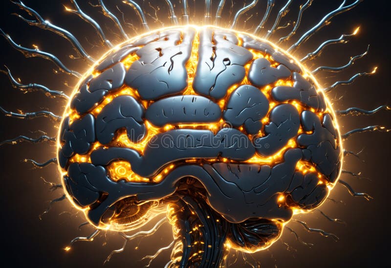 Brain with Energy Lights. Brainstorming Concept Stock Illustration ...
