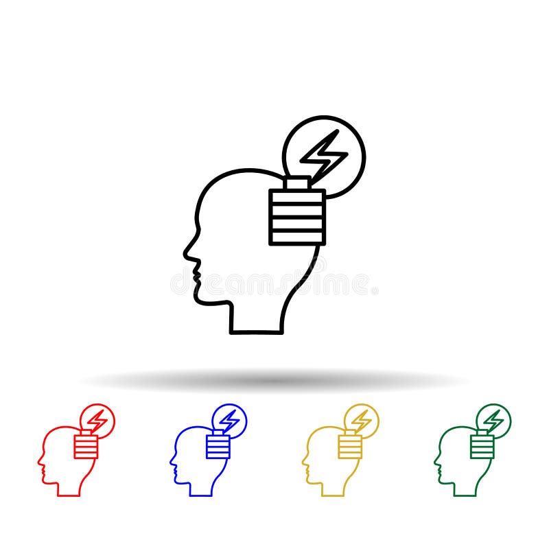 Brain, Energy Multi Color Style Icon. Simple Thin Line, Outline Vector ...