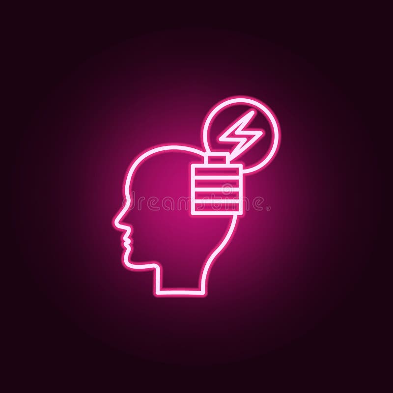 Brain, Energy Neon Icon. Elements of Creative Thinking Set Stock ...