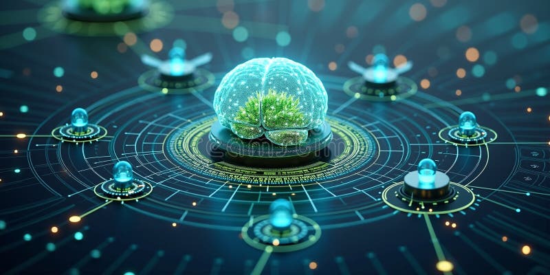 Brain-Enhanced Smart Interface: Advanced Neurotechnology Stock Illustration - Illustration of ...