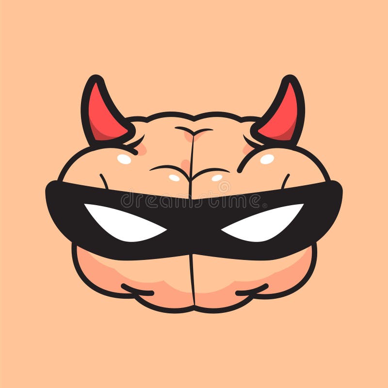 The Brain with Evil Horn. Criminal Minded Stock Illustration ...