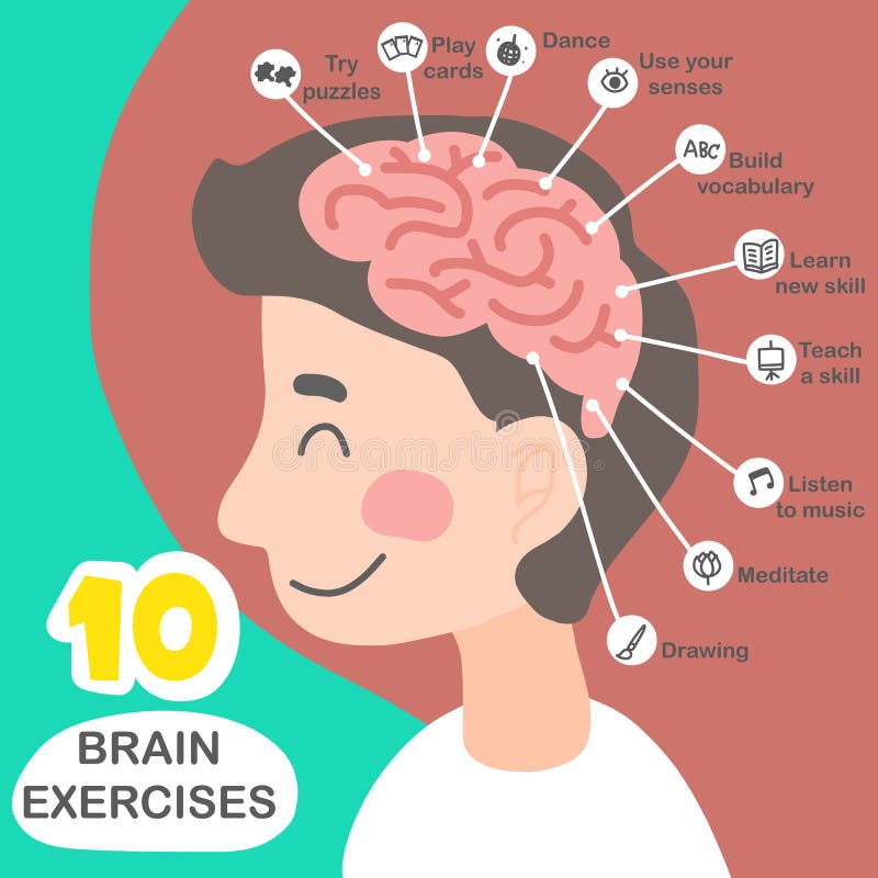 10 Brain Exercise Info-graphic Illustration Stock Vector - Illustration ...
