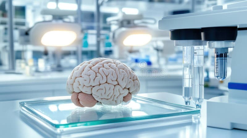 Brain Experiment Developing New Medicine in Modern Laboratory Stock ...