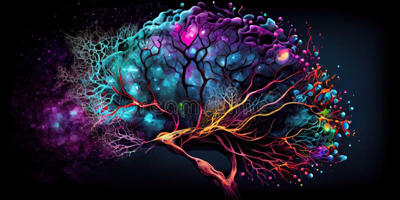 Brain Exploding with Different Colors. Stock Illustration ...