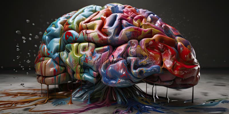 Brain Exploding with Different Colors Stock Illustration - Illustration ...