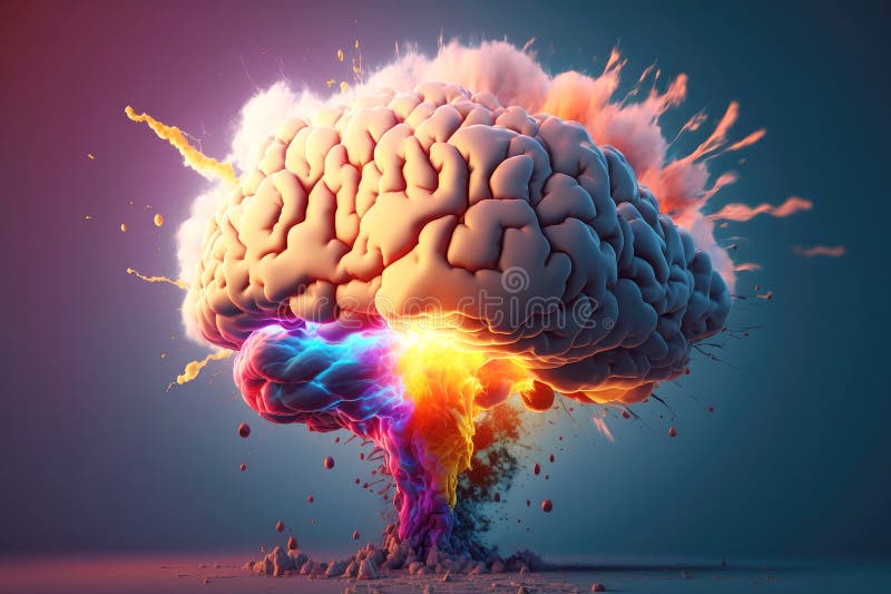 Brain Explosion Concept Created with Generative AI Technology Stock ...