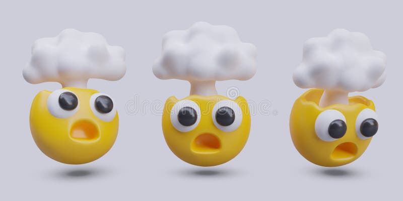 Brain Explosion. Confused Emoticon Has Boiling Head Stock Vector ...