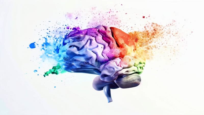 Brain Explosion of Knowledge and Creativity with Vibrant Splashes Stock ...