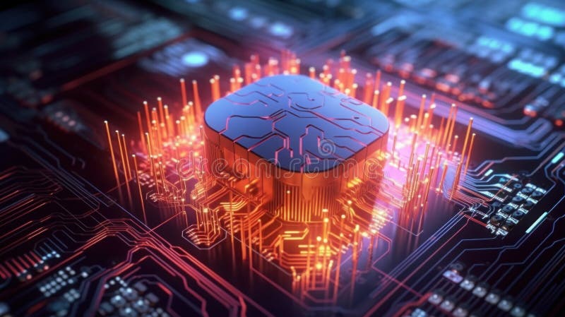 Brain in the Fire Central Processing Unit of the Computer Stock ...