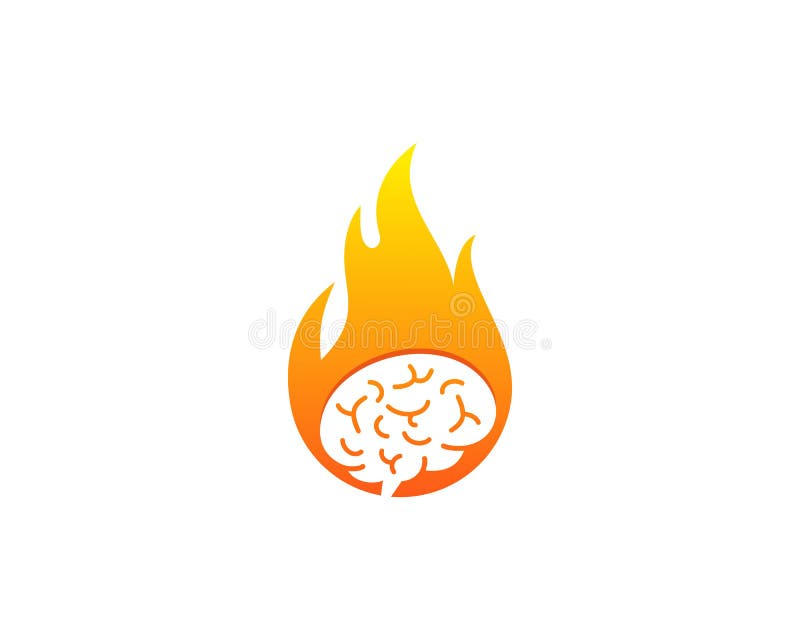 Brain Fire Flame Icon Logo Design Element Stock Vector - Illustration ...
