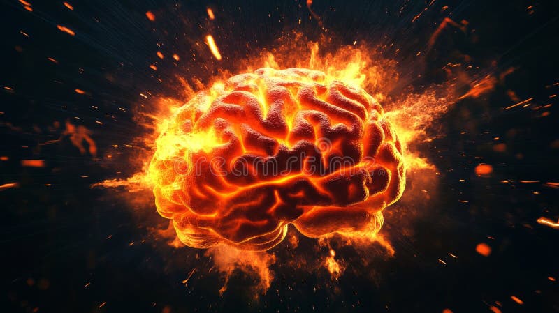 Brain on Fire Illustration. Depicts the Power of Thought, Intelligence ...