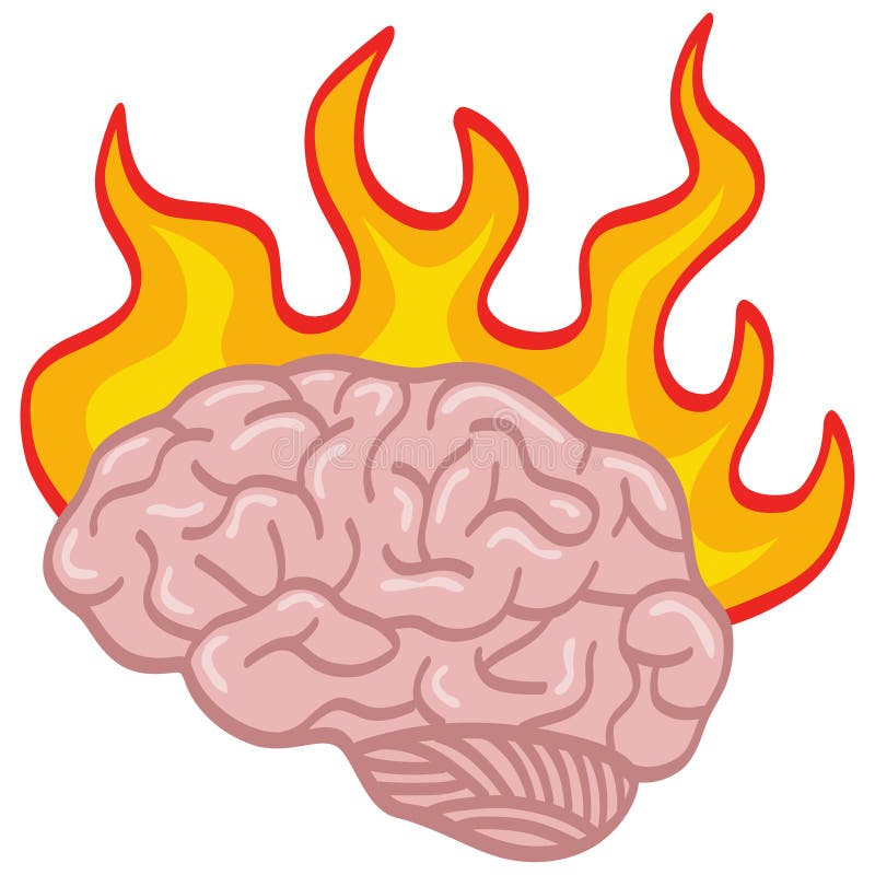 Brain with Flames Burning Illustration Vector Drawing Stock Vector ...