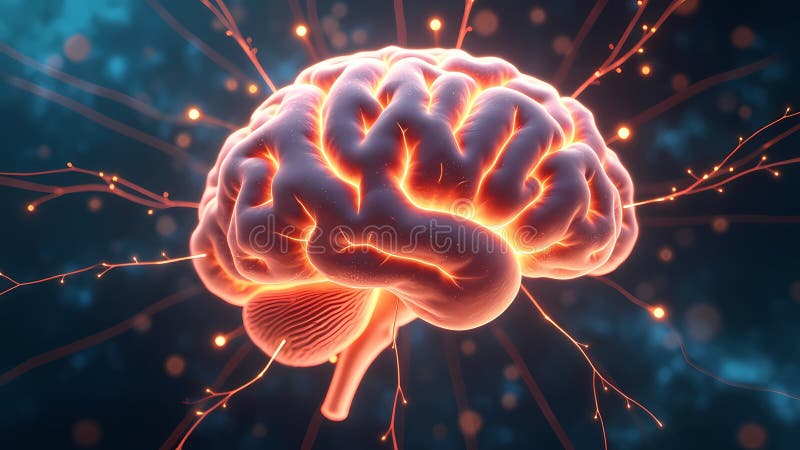 Brain Floating in Space with Neural Pathways Stock Photo - Image of ...