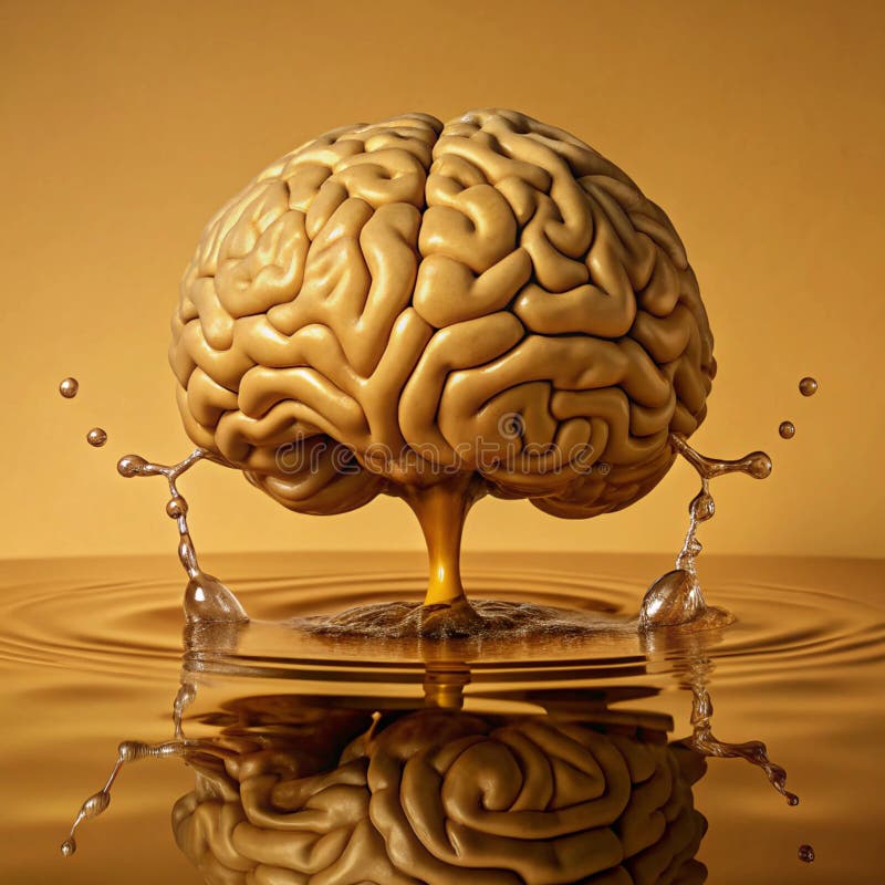 Brain with Fluid Organic Structures Stock Illustration - Illustration ...