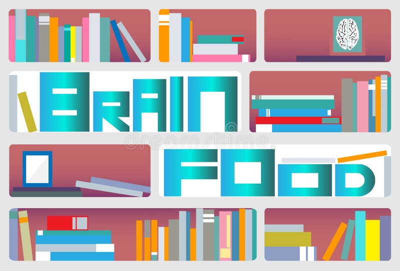 Brain Food Bookcase stock vector. Illustration of brain - 56701354