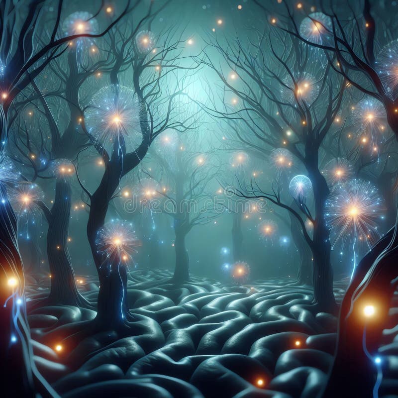 A Brain Forest Where Thoughts Manifest As Tiny Bioluminescent Creatures ...