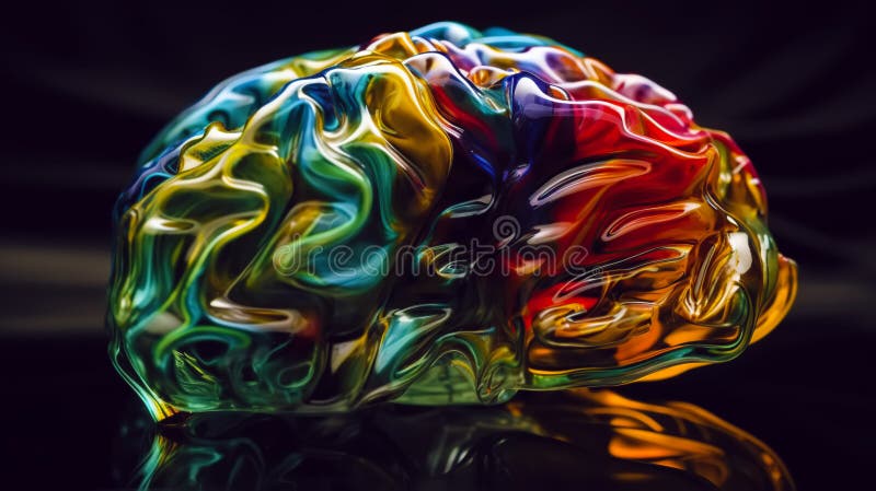 Brain Formation by Imagination. Colored Translucent Glass Resembling a ...