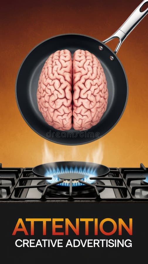Brain is in a Frying Pan on a Stove Stock Illustration - Illustration ...